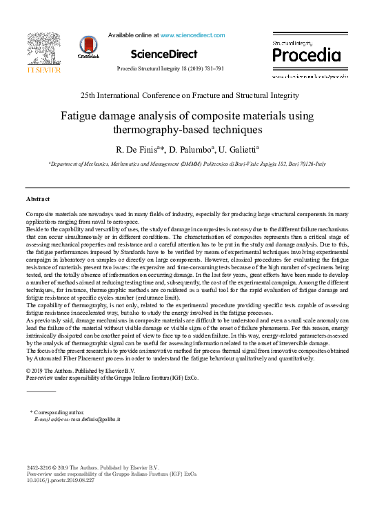 (PDF) Fatigue damage analysis of composite materials using thermography-based techniques
