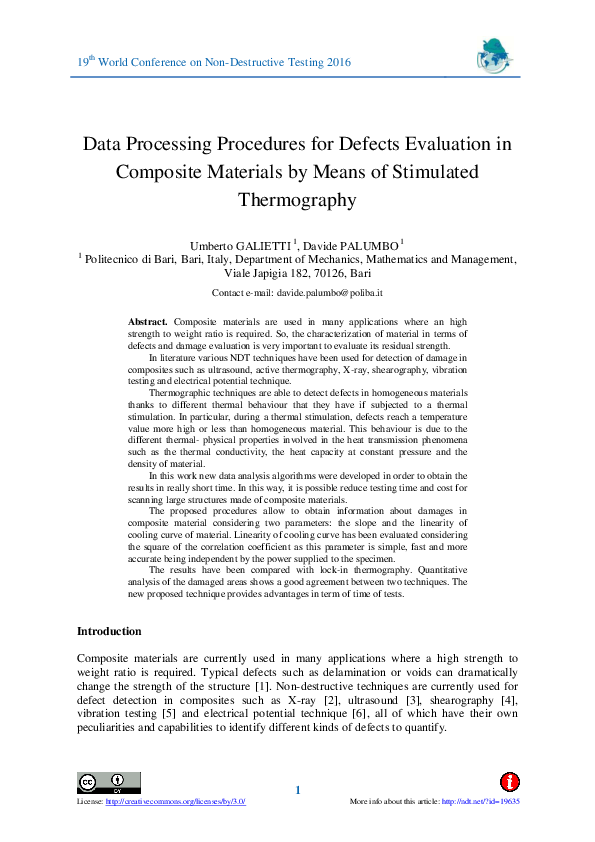 (PDF) Data Processing Procedures for Defects Evaluation in Composite Materials by Means of ...