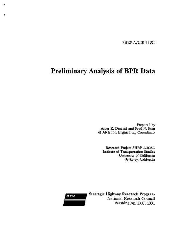 (PDF) Preliminary Analysis of BPR Data