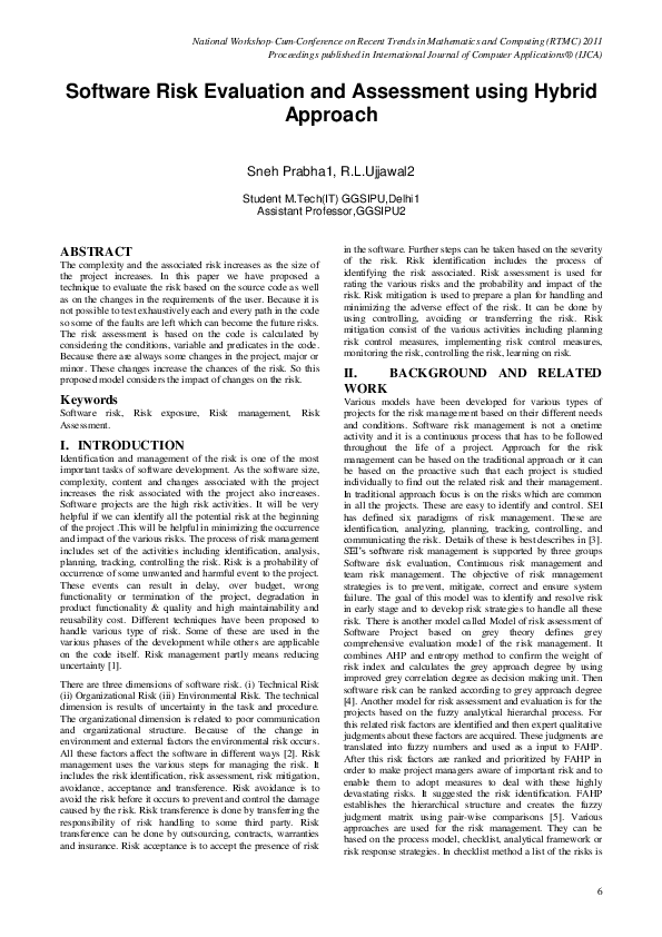 (PDF) Software Risk Evaluation and Assessment using Hybrid Approach