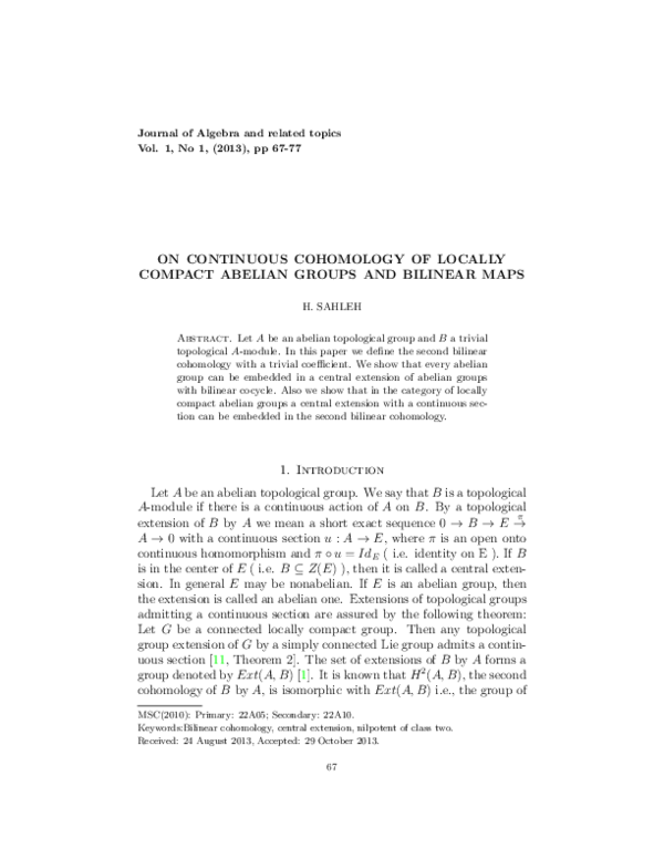 (PDF) On Continuous Cohomology of Locally Compact Abelian Groups and ...