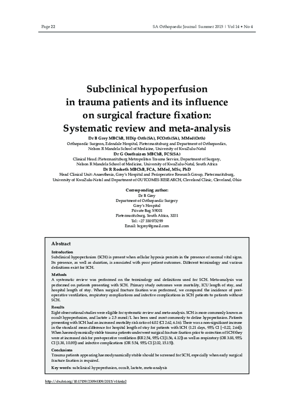 (PDF) Subclinical hypoperfusion in trauma patients and its influence on ...