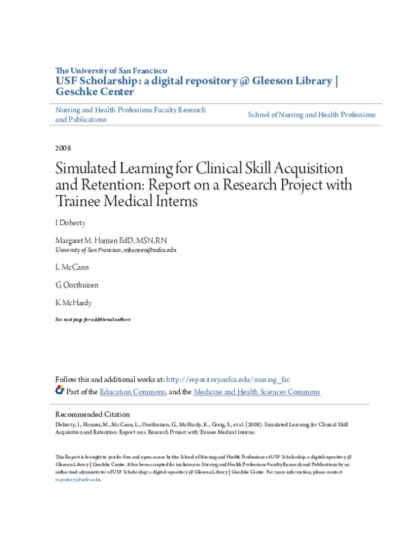 (PDF) Simulated Learning for Clinical Skill Acquisition and Retention ...