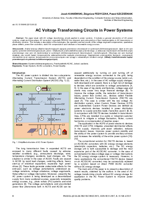 (PDF) AC Voltage Transforming Circuits in Power Systems