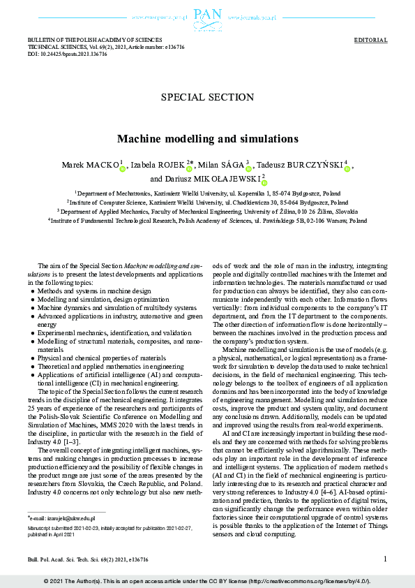 (PDF) Machine modelling and simulations