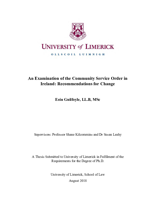 (PDF) An examination of the community service order in Ireland ...