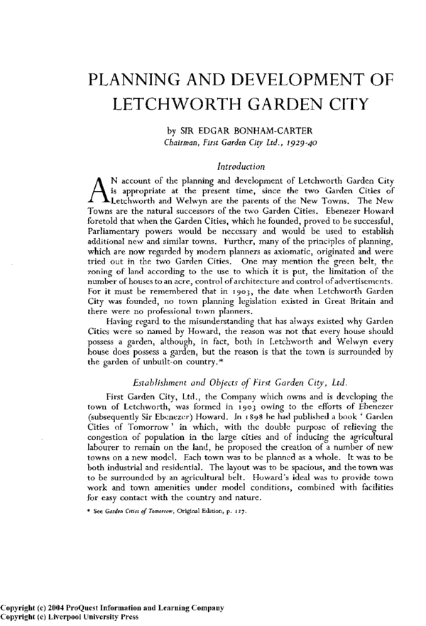 (PDF) Planning and Development of Letchworth Garden City