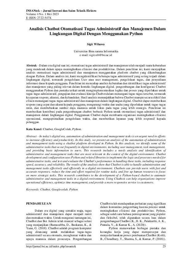 (PDF) Analisis Chatbot Otomatisasi Tugas Administratif dan Manajemen ...