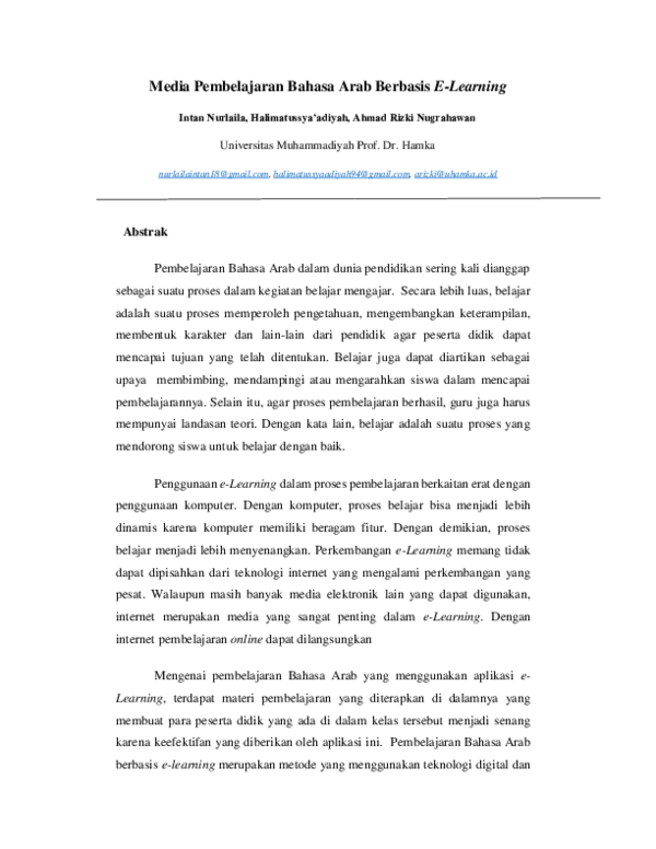 (PDF) Media Pembelajaran Bahasa Arab Berbasis E-Learning