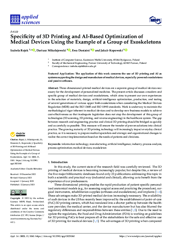 (PDF) Specificity of 3D Printing and AI-Based Optimization of Medical Devices Using the Example ...