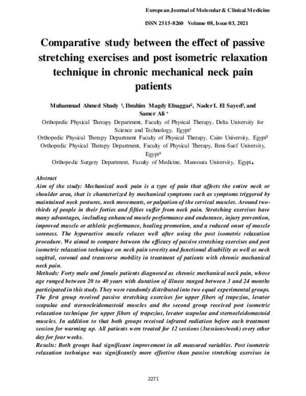 (PDF) Comparative study between the effect of passive stretching ...