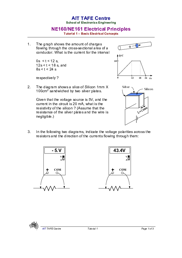 (PDF) Tutorial 1 - Basic Electrical Concepts