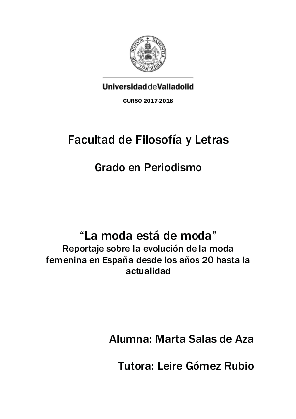 (PDF) “La moda está de moda” Reportaje sobre la evolución de la moda ...