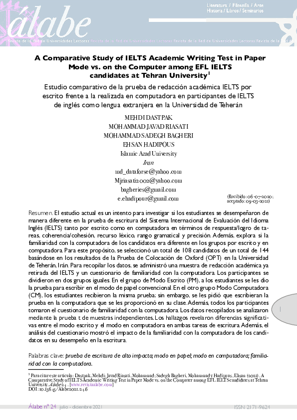 (PDF) A Comparative Study of IELTS Academic Writing Test in Paper Mode ...