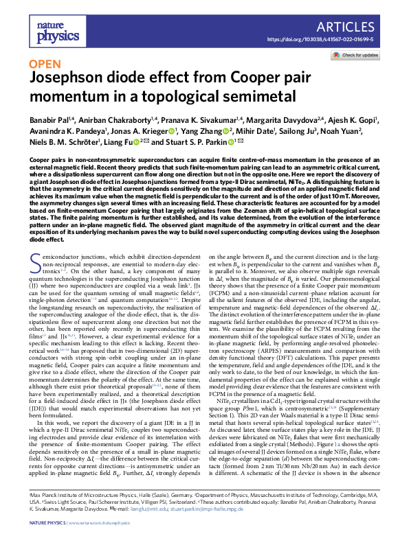 (PDF) Josephson diode effect from Cooper pair momentum in a topological ...