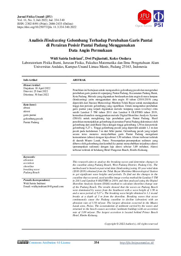 (PDF) Analisis Hindcasting Gelombang Terhadap Perubahan Garis Pantai di ...
