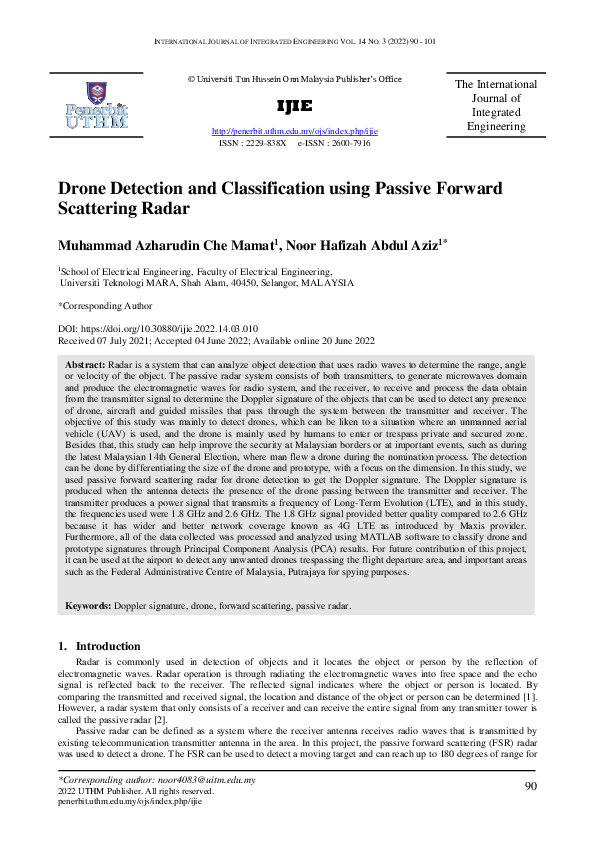 (PDF) Drone Detection and Classification using Passive Forward Scattering Radar