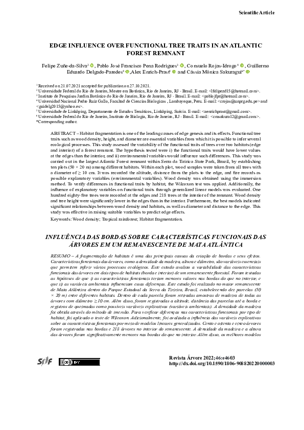 (PDF) Edge Influence Over Functional Tree Traits in an Atlantic Forest ...