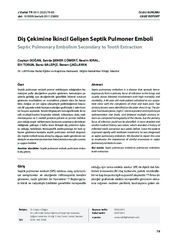 (PDF) Septic pulmonary embolism secondary to tooth extraction