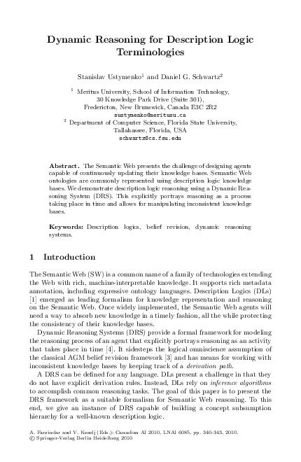 (PDF) Dynamic Reasoning for Description Logic Terminologies