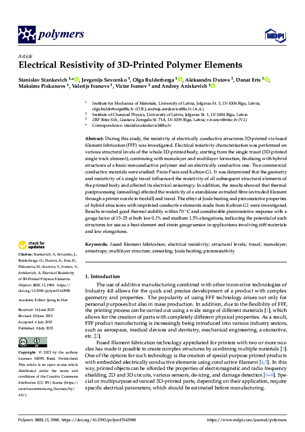 (PDF) Electrical Resistivity of 3D-Printed Polymer Elements