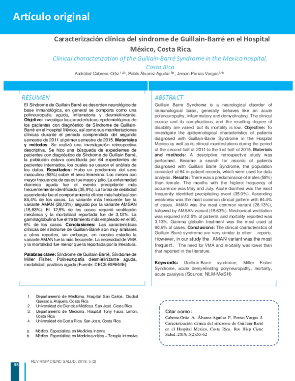 (PDF) Caracterización clínica del síndrome de Guillain-Barré en el ...