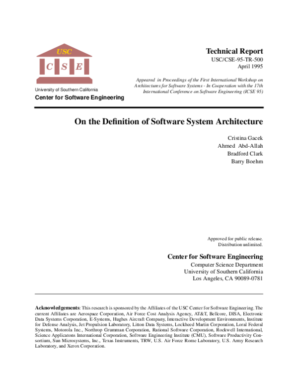 (PDF) On the Definition of Software System Architecture