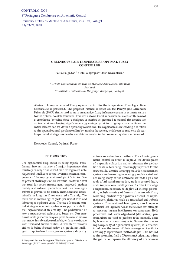 (PDF) Greenhouse air temperature optimal fuzzy controller