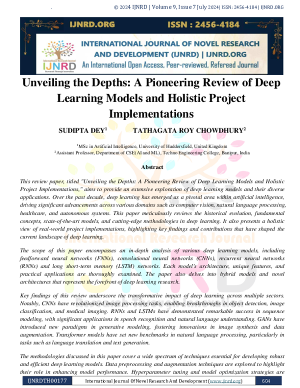 (PDF) Unveiling the Depths: A Pioneering Review of Deep Learning Models and Holistic Project ...