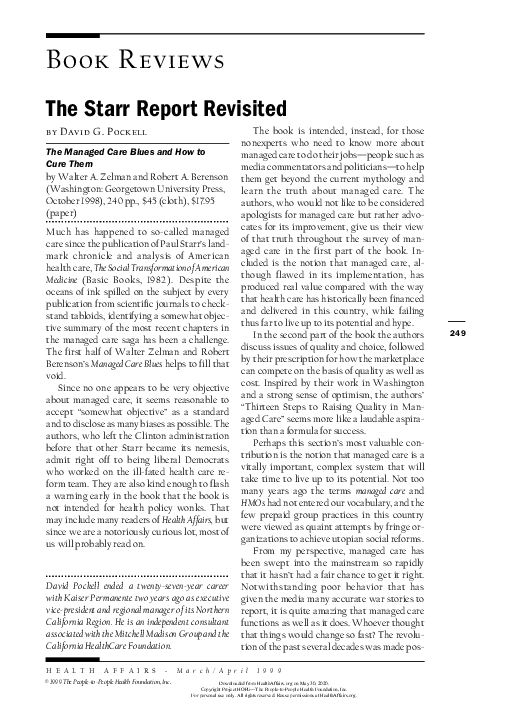 (PDF) The Starr Report Revisited