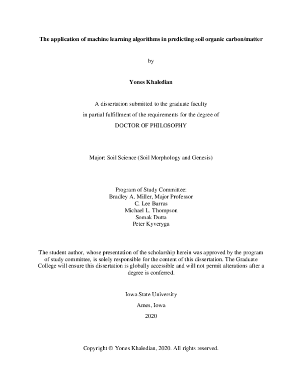 (PDF) The application of machine learning algorithms in predicting soil organic carbon/matter
