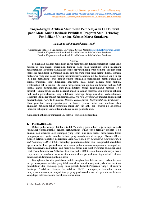 (PDF) Prosiding Seminar Pendidikan Nasional Pengembangan Aplikasi Multimedia Pembelajaran CD ...