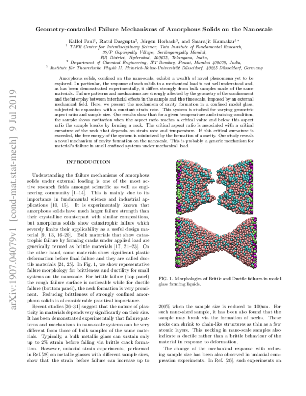 (PDF) Geometry-controlled Failure Mechanisms of Amorphous Solids on the Nanoscale