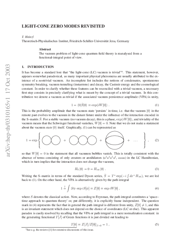 (PDF) Reanalyzing Vacuum Issues in Light-Cone Quantum Field Theory