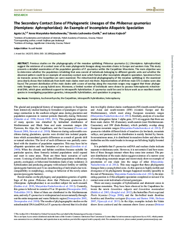 (PDF) The secondary contact zone of phylogenetic lineages of the ...