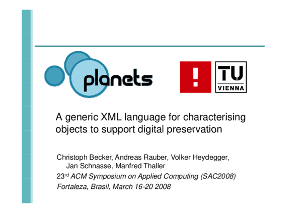 (PDF) Portico: A Case Study in the Use of XML for the Long-Term Preservation of Digital Artifacts