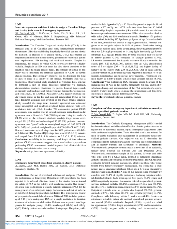 (PDF) LO75: Interrater agreement and time it takes to assign a Canadian ...