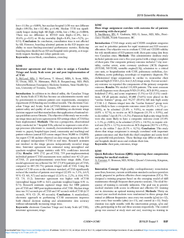 (PDF) LO81: Interrater agreement and time it takes to assign a Canadian ...