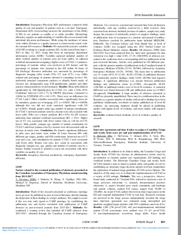 (PDF) LO70: Interrater agreement and time it takes to assign a Canadian ...