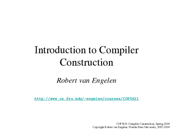 (PDF) An Introduction to Compiler Construction