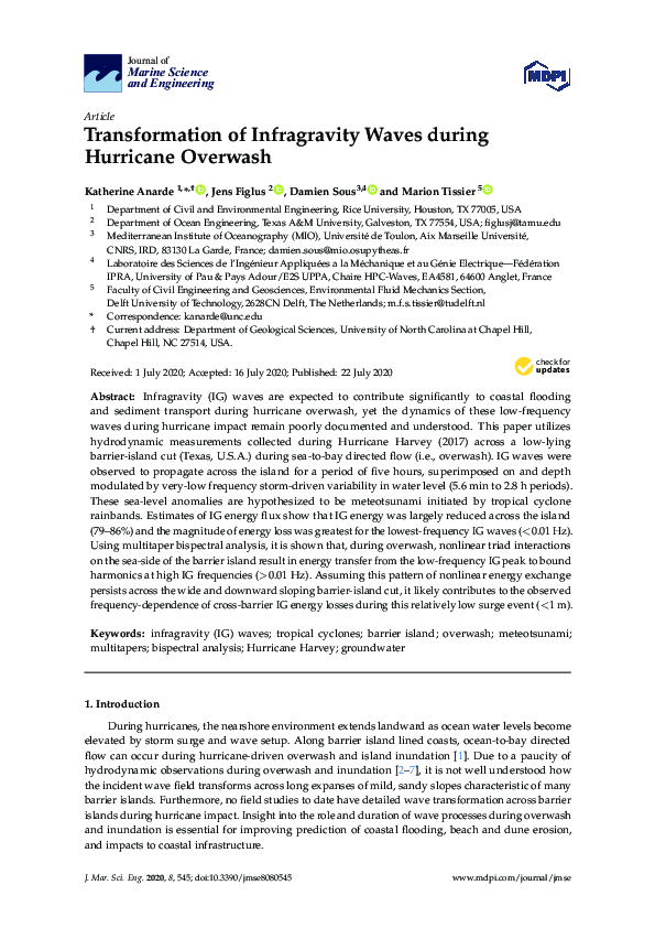 (PDF) Transformation of Infragravity Waves during Hurricane Overwash | Jens Figlus - Academia.edu