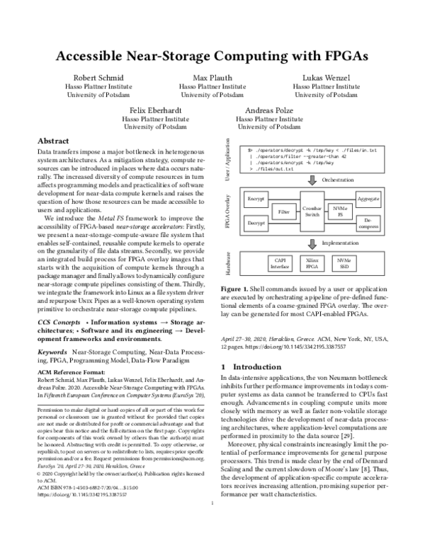 (PDF) Accessible near-storage computing with FPGAs | A. Polze ...