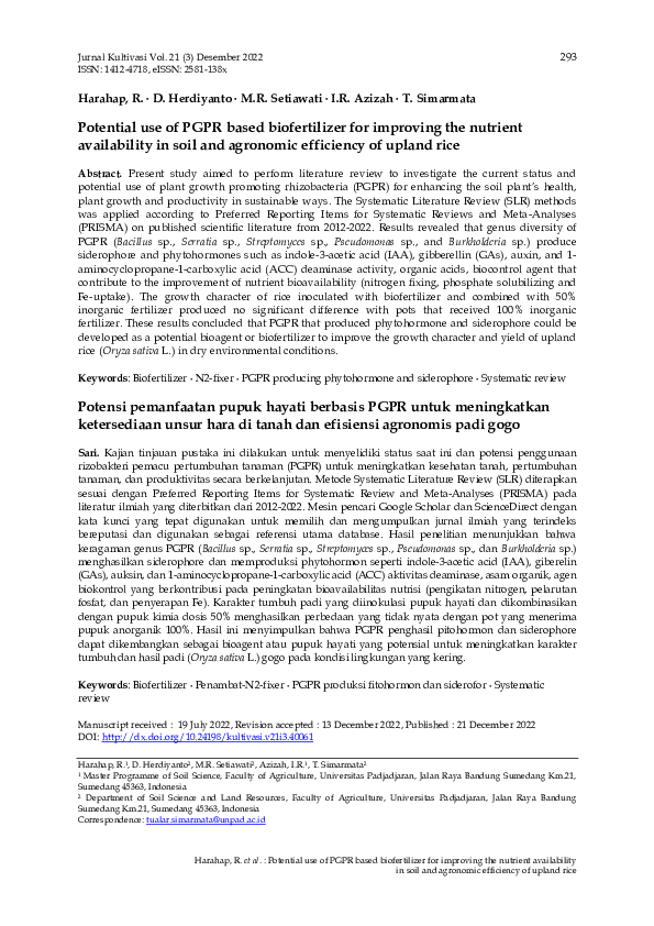 (PDF) Potential use of PGPR based biofertilizer for improving the ...