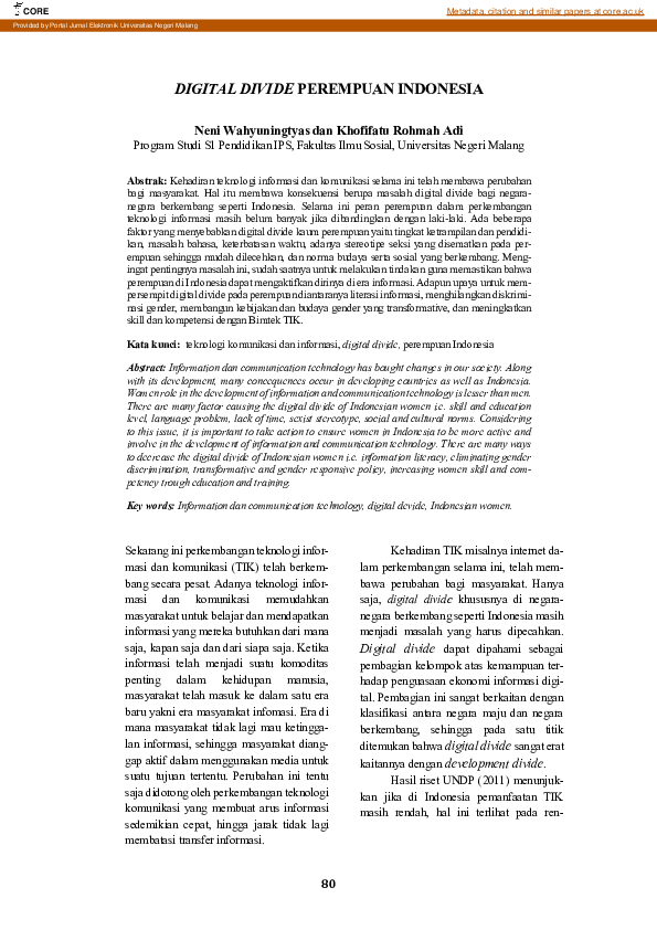 (PDF) Digital Divide Perempuan Indonesia