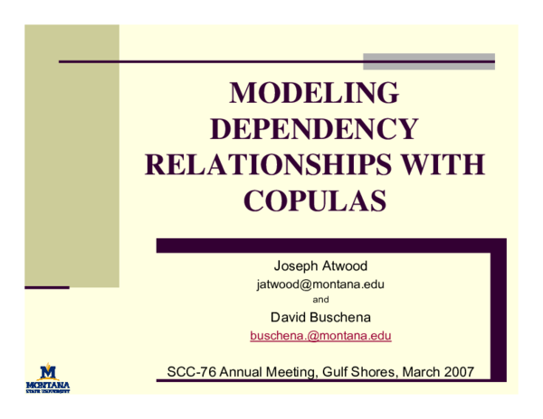 (PDF) Modeling Dependency Relationships With Copulas (PowerPoint Presentation)