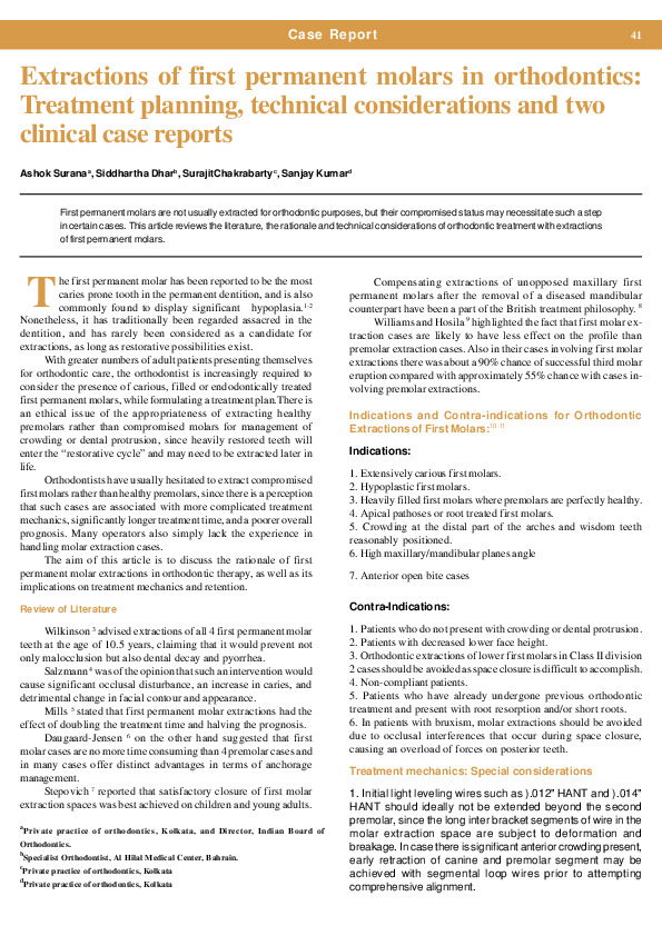 (PDF) Extractions of first permanent molars in orthodontics: Treatment ...