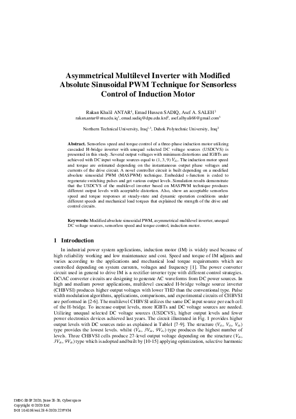 (PDF) Asymmetrical Multilevel Inverter with Modified Absolute ... (PDF) Asymmetrical Multilevel Inverter with Modified Absolute ...