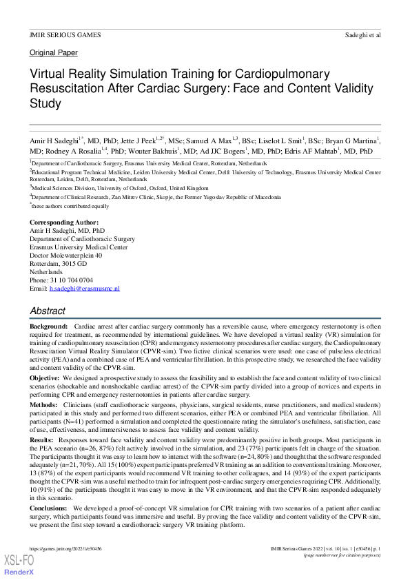 (PDF) Virtual Reality Simulation Training for Cardiopulmonary ...