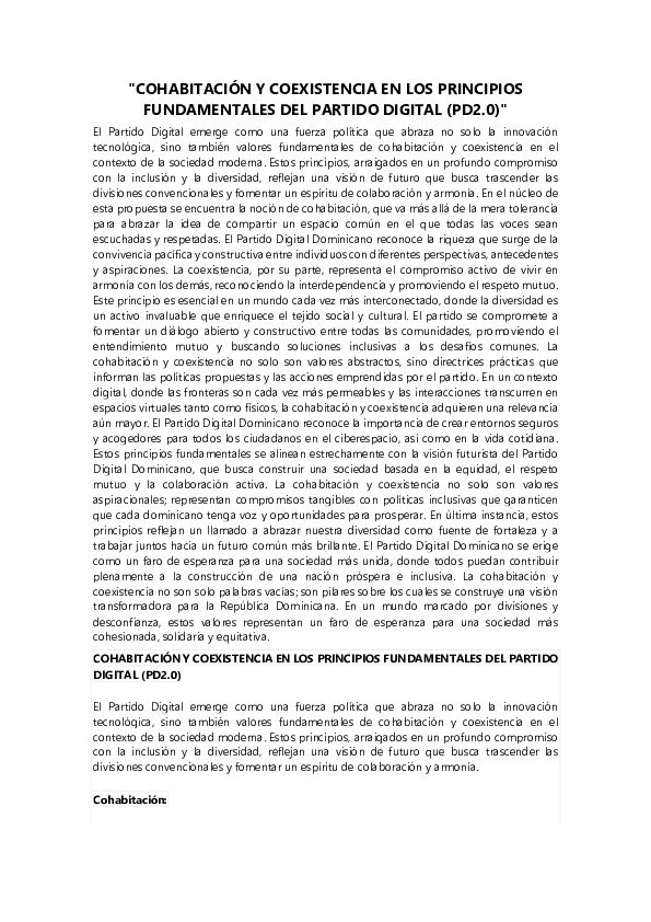 (PDF) "COHABITACIÓN Y COEXISTENCIA EN LOS PRINCIPIOS FUNDAMENTALES DEL ...