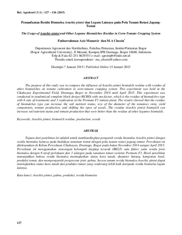 (PDF) Pemanfaatan Residu Biomulsa Arachis pintoi dan Legum Lainnya pada ...